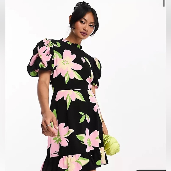 ASOS | Dresses | Asos Puff Sleeve Mini Tea Dress | Poshmark